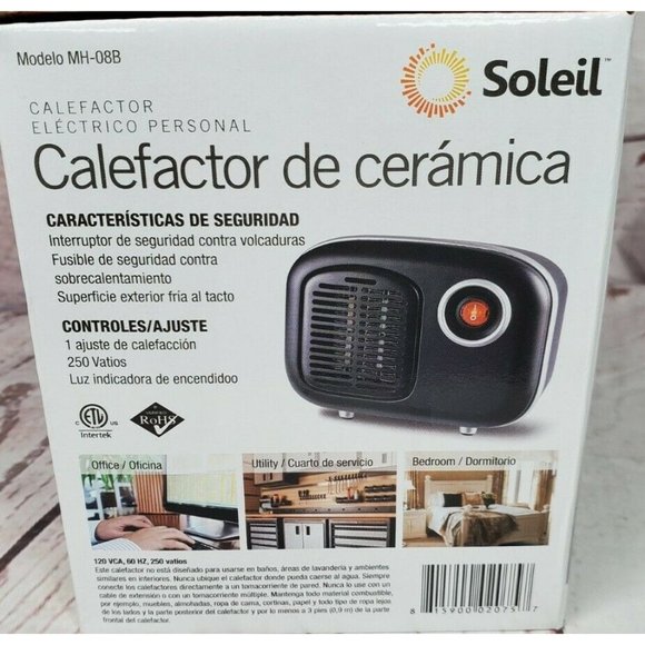 Soleil | Other | Black Soleil Mh8m 250 Watt Personal Electric Ceramic ...